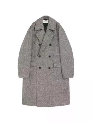 Dries Van Noten Oversized Wool Tweed Coat - Grey