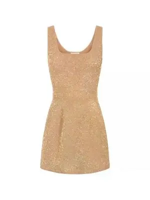 Elisabetta Franchi Knit Mini Dress With Sequins - Gold