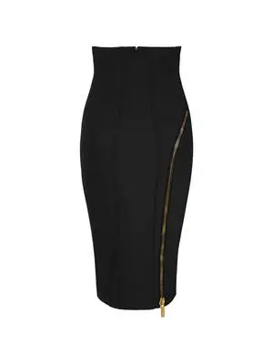 Elisabetta Franchi Midi Skirt With Side Zip - Black