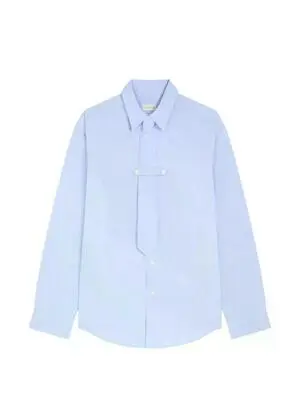 Dries Van Noten Classic Cotton Shirt With Tie - Blue