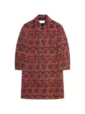 Dries Van Noten Printed Corduroy Mac Coat - Red