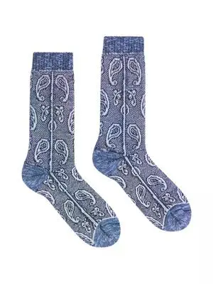 Dries Van Noten Jacquard Wool Socks - Blue