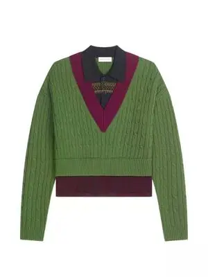 Dries Van Noten Layered Wool Sweater - Green
