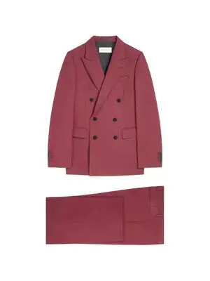 Dries Van Noten Double-breasted Wool Toile Suit - Red