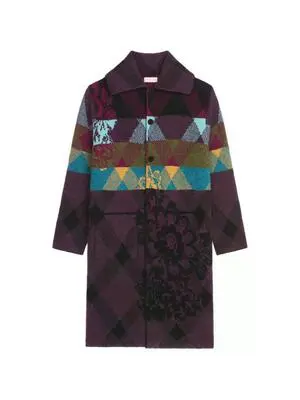 Dries Van Noten Patchwork Wool Cardigan - Purple