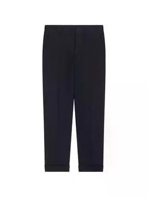 Dries Van Noten Cuffed Cotton Wool Pants - Blue