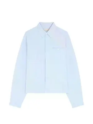 Dries Van Noten Cropped Cotton Shirt - Blue