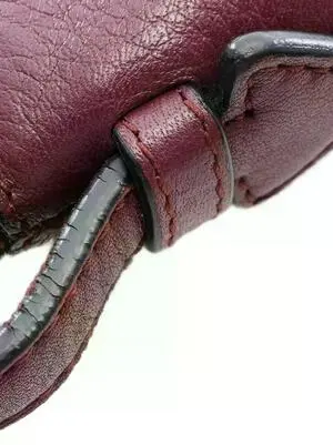 Loewe Burgundy Leather Debossed Logo Shoulder Bag