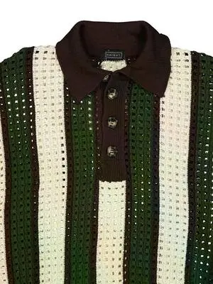 HAIGHT. Striped Open-knit Polo Shirt