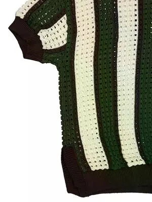 HAIGHT. Striped Open-knit Polo Shirt