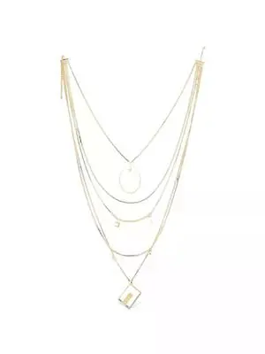 Elisabetta Franchi Multi-strand Logo Charm Necklace