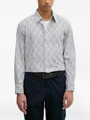 Armani Exchange Diamond-pattern Striped Shirt - Grey