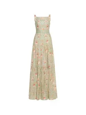 Agua Bendita Abeja Seashell-print Maxi Dress - Green