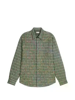 Dries Van Noten Check-pattern Embroidered Overshirt - Green