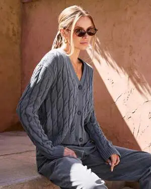 Splendid Rubi Cable Cardigen - Ash Navy