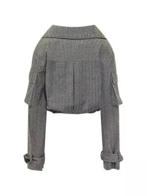 BATAKOVIC Herringbone-pattern Cropped Jacket And Trousers Set - Grey