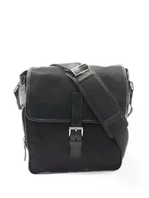 Prada 2000s Tessuto Buckle Shoulder Bag - Black