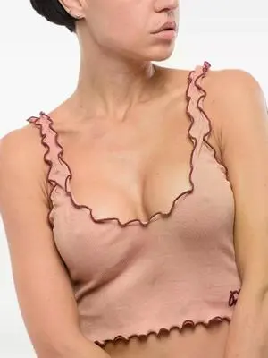 Dsquared2 Ribbed Lettuce-trim Crop Top