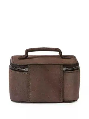 Brunello Cucinelli Suede Small Jewelry Box With Shiny Zipper Pull - Brown