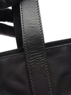 Prada Saffiano Leather Logo Plate Tote Bag