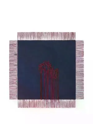 Dries Van Noten Embroidered Silk Scarf - Blue