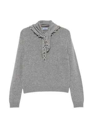 Prada Crewneck With Embellished Neckline