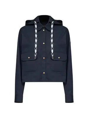Moncler Hooded Shirt Jacket With Decorative Laces