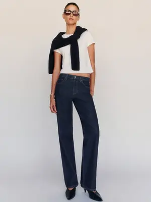 REFORMATION Miles Stretch Mid Rise Straight Leg Jeans - Blue