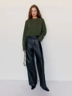 REFORMATION Remy Regenerative Wool Crew Sweater - Green