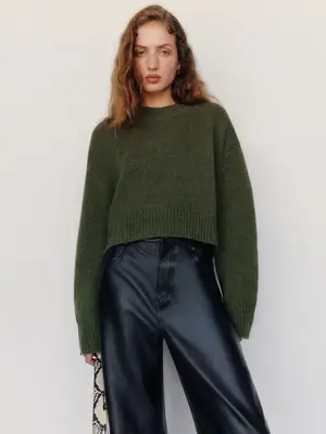 REFORMATION Remy Regenerative Wool Crew Sweater - Green