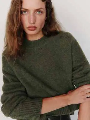 REFORMATION Remy Regenerative Wool Crew Sweater - Green