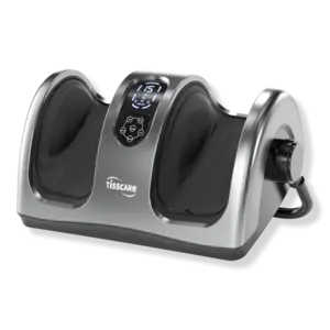 TISSCARE Shiatsu Foot Massager With Heat, Deep Kneading Massage & Adjustable Calf Support - Dark Gray
