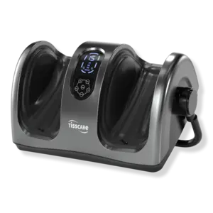 TISSCARE Shiatsu Foot Massager With Heat, Deep Kneading Massage & Adjustable Calf Support - Silver Gray