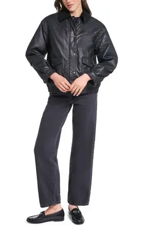 LEVI'S Relaxed Waxed Cotton Bomber Jacket - Black