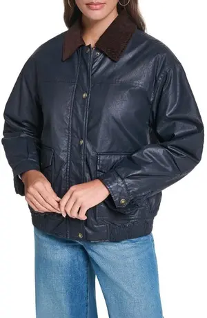 LEVI'S Relaxed Waxed Cotton Bomber Jacket - Indigo