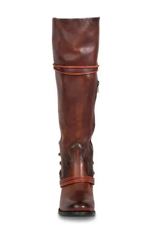 FREEBIRD Coal Tall Lace-up Distressed Leather Boots - Cognac