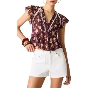 Steve Madden Leyla Cotton Voile Top - Port