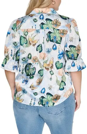 Karl Lagerfeld Paris Printed Three-quarter Sleeve Shirt