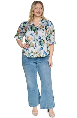 Karl Lagerfeld Paris Printed Three-quarter Sleeve Shirt