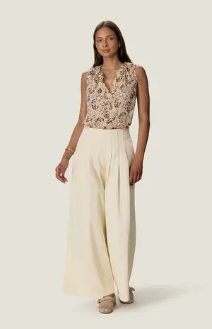 Rebecca Taylor Grace Wide Leg Pant - Alabaster