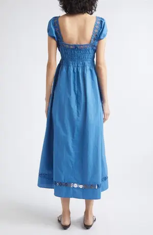 Posse Veda Lace Detail Cotton Midi Sundress