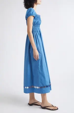 Posse Veda Lace Detail Cotton Midi Sundress