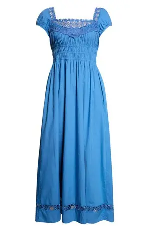 Posse Veda Lace Detail Cotton Midi Sundress