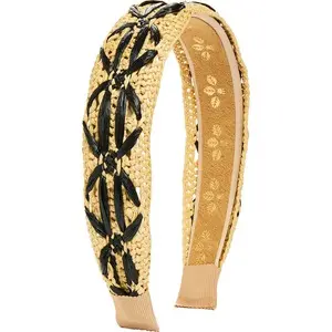 L. Erickson Vesper Straw Headband - Tan/black