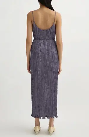 Posse Esme Plissé Midi Slipdress & Scarf