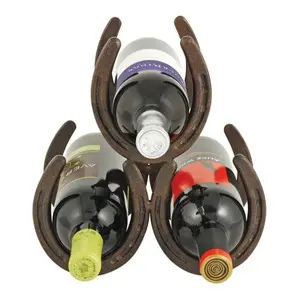 FOSTER & RYE Horseshoe 3 Bottle Wine Rack - Black