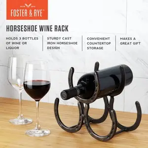 FOSTER & RYE Horseshoe 3 Bottle Wine Rack