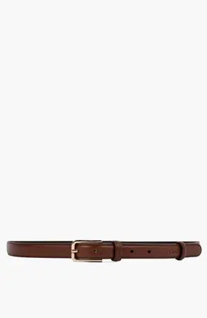 CAVALINHO Slim Leather Belt With Gold Tone Buckle - Camel Brown
