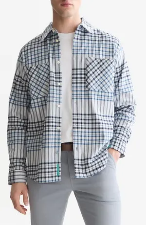 Scotch & Soda Relaxed Fit Checked Flannel Shirt - Grey Dawn Check
