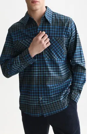 Scotch & Soda Relaxed Fit Checked Flannel Shirt - Meteorite Check